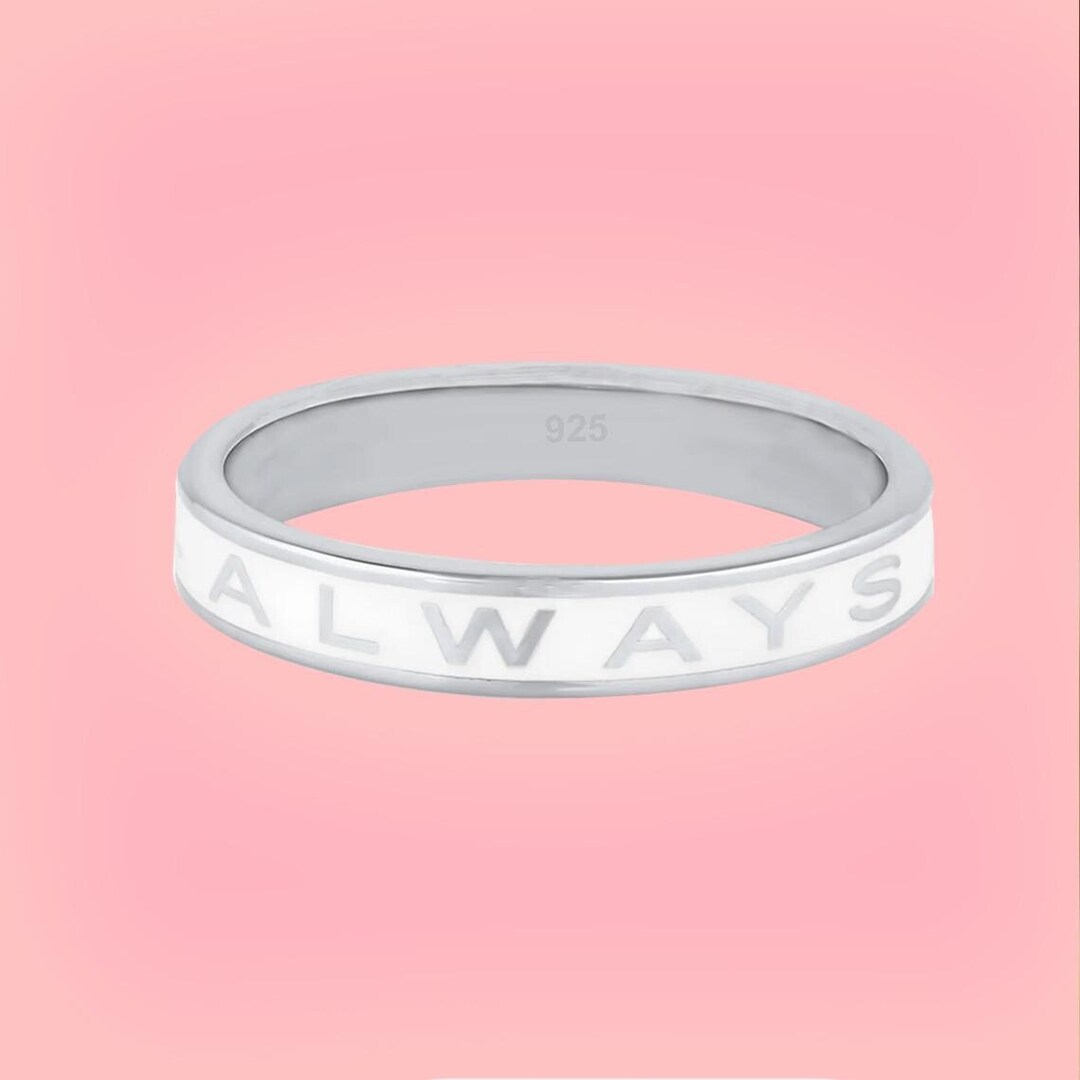 925 Silver 4mm Wide Always Band, White Enamel Band Ring, Always Band ...