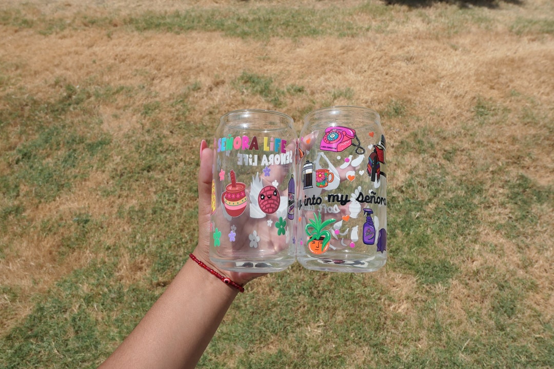 SPANISH Cups Mexican Snacks Latina Conchita Señora Life Frosted Glass ...