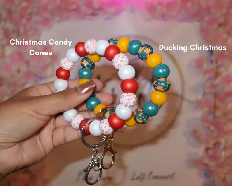 CHRISTMAS WRISTLET Keychains | Holiday Spirit | Candy Cane | Christmas ...