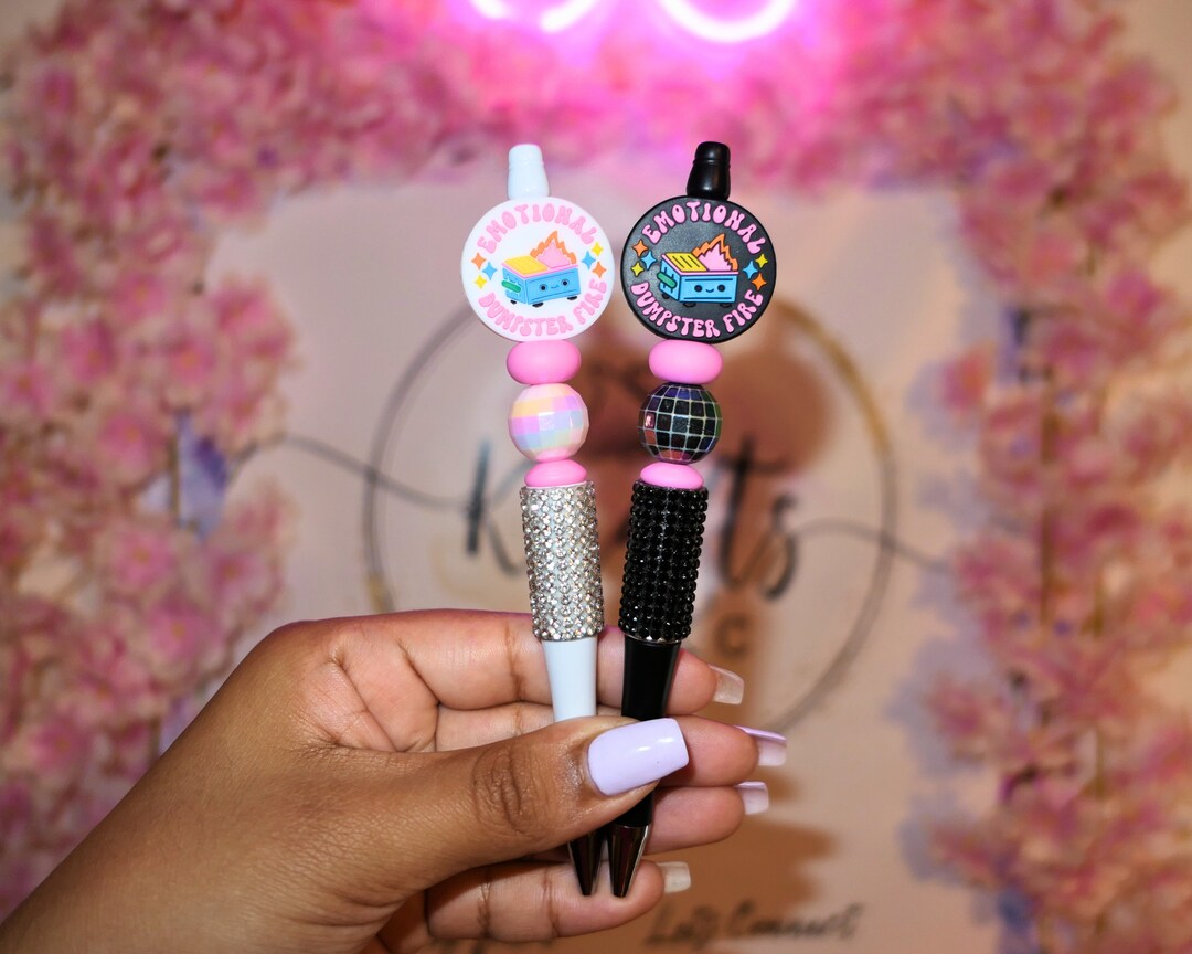 EMOTIONAL DUMPSTER FIRE Pen | Beaded Pens | Disco Beads | Cute Pens ...