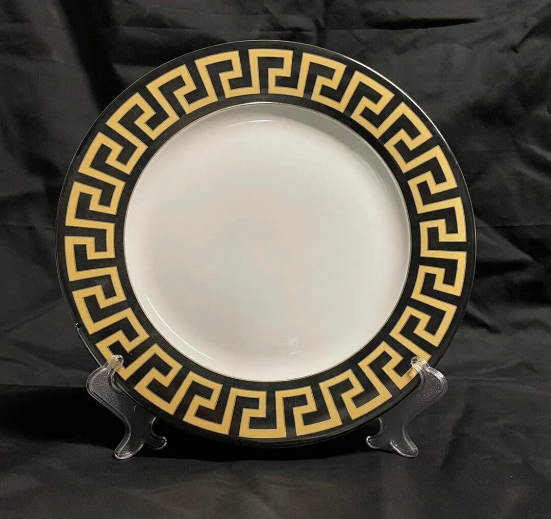 Dinnerware Set/plate Set/ Service for 8, Porcelain 49 PC, Black/ Gold ...