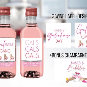 Galentine's Mini Wine Label, Wine Printable, Galentine's Day Mini ...