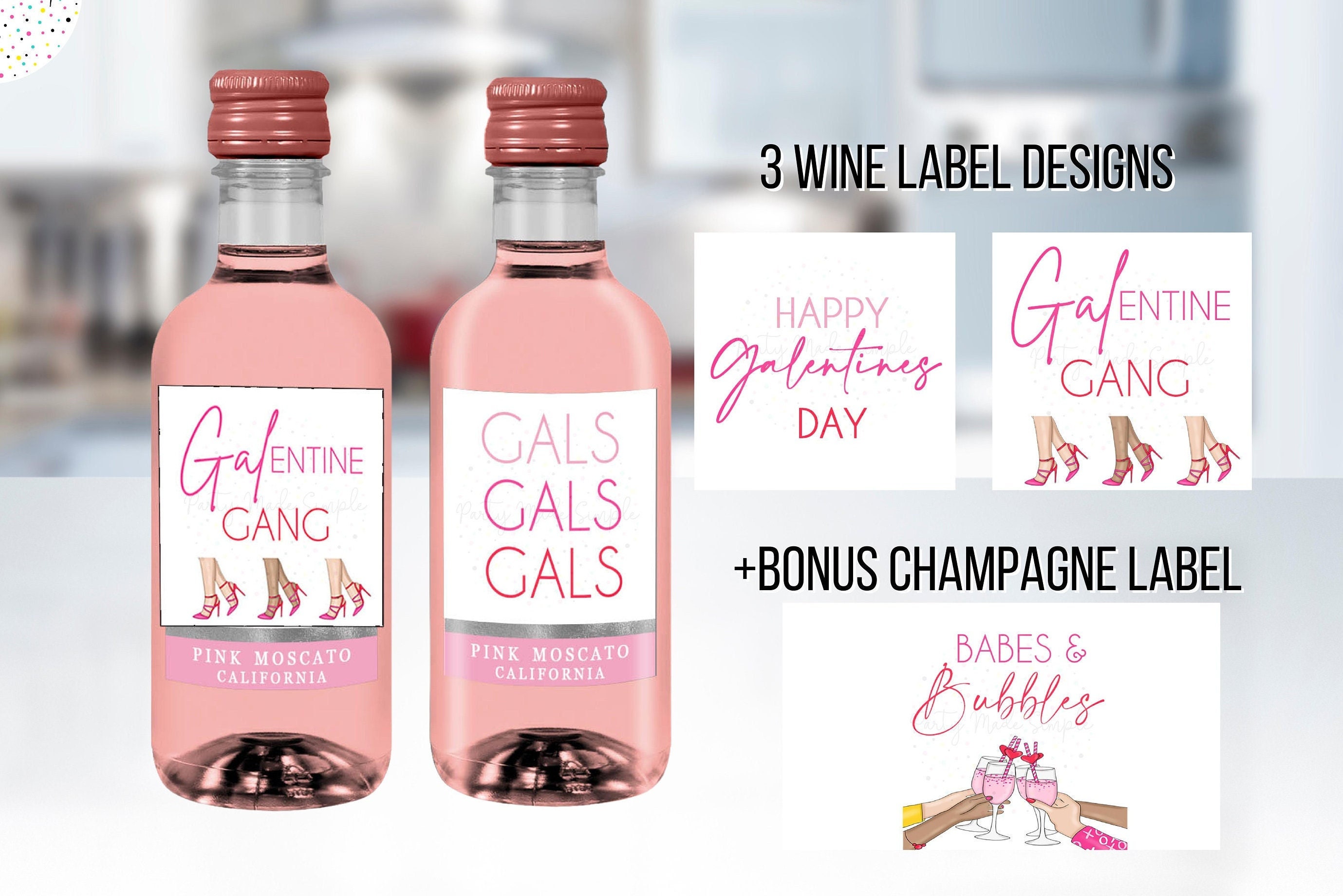 Galentine's Mini Wine Label, Wine Printable, Galentine's Day Mini ...