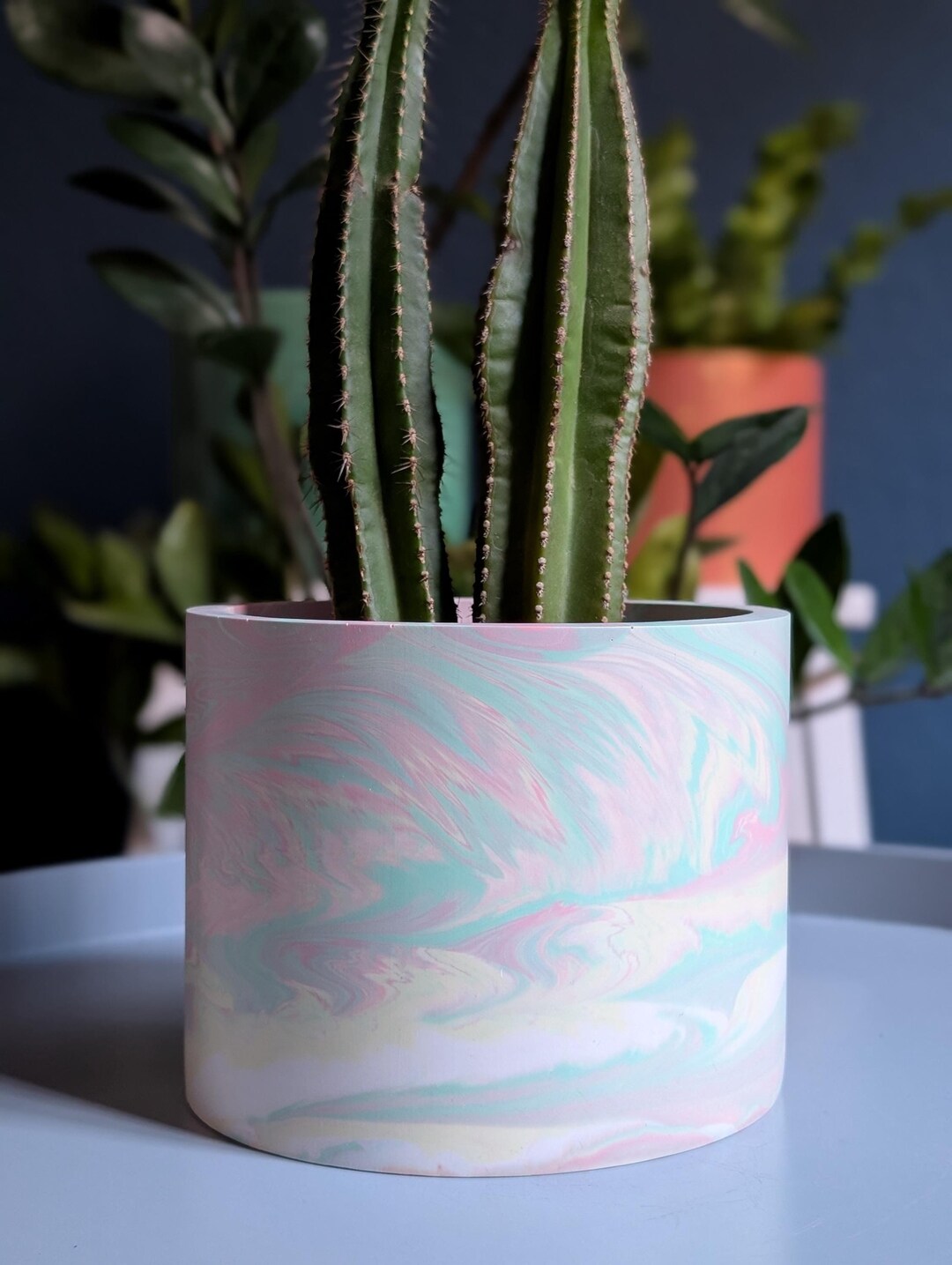 Jesmonite Indoor Plant Pot Holder in Gradient Yellow, Green, Red and ...