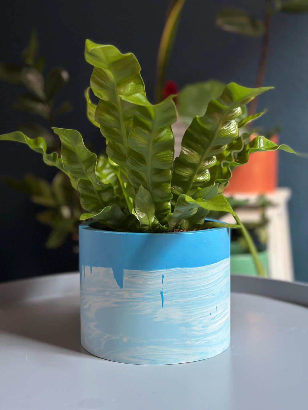 Jesmonite Indoor Planter in Blue Tones - Etsy