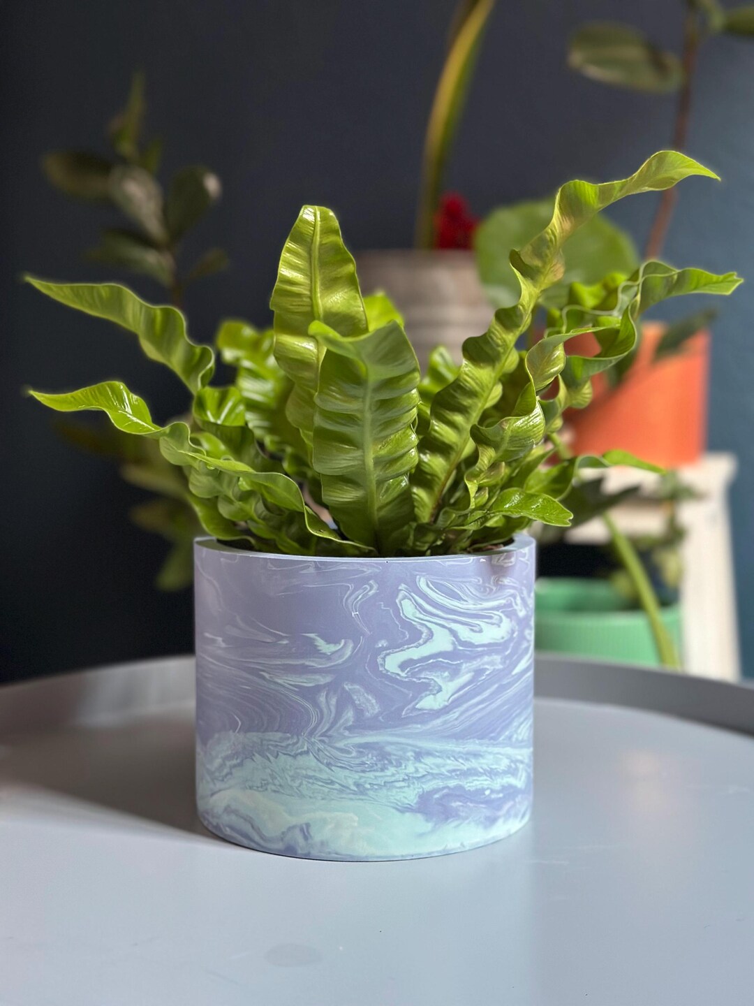 Jesmonite Indoor Planter in Lilac and Green Gradient - Etsy