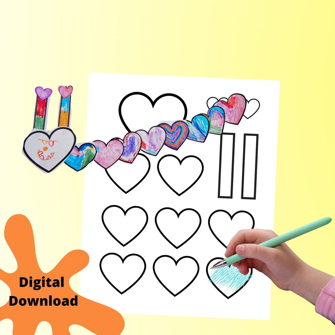 Homeschool Preschool Daycare Toddler Heart Caterpillar Printable ...