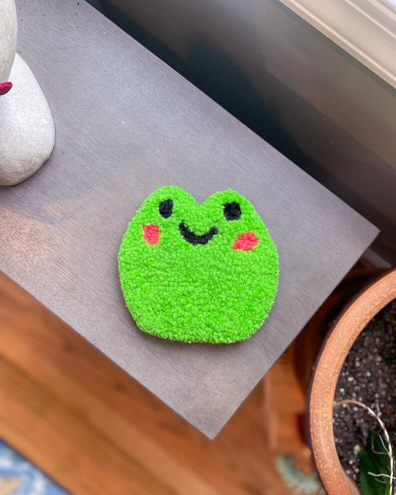 Frog Punch Needle Mug Rug/coaster - Etsy