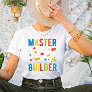 Master Builder T Shirt, Funny Building Blocks Shirt, Block Birthday ...