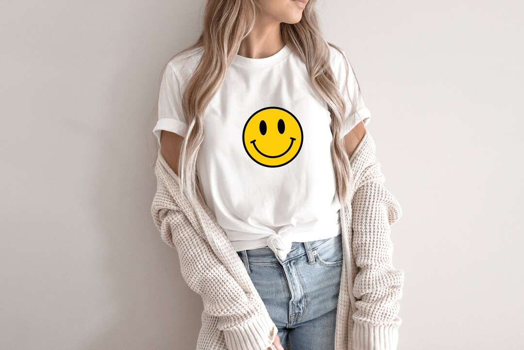 Yellow Smiling Shirt, Smiley Face T-shirt, Happy Face Shirt, Smiling ...