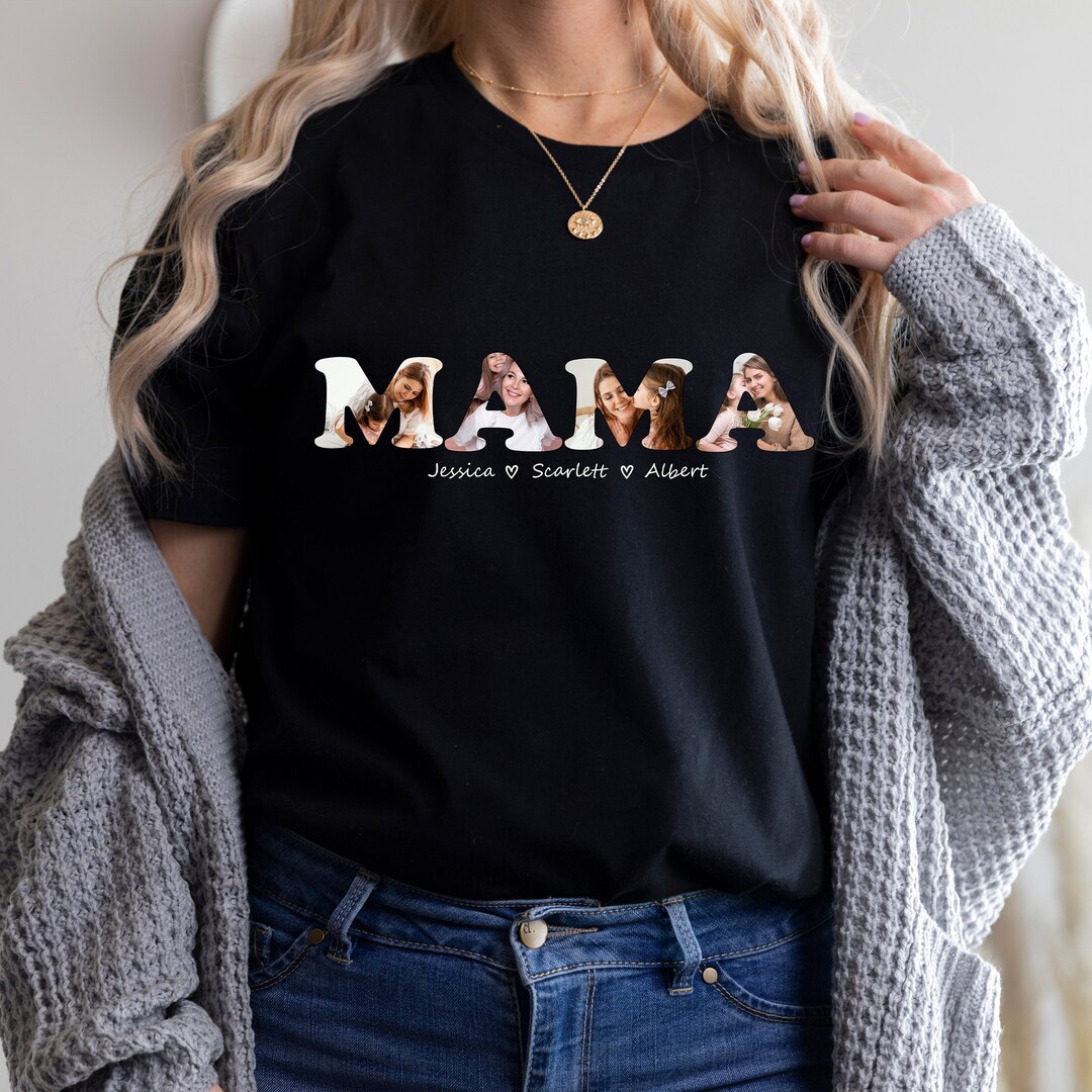 Personalized Mama Tee, Custom Mama Photo Shirt, Custom Shirt With Photo ...