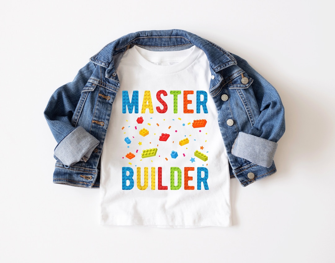 Master Builder T Shirt, Funny Building Blocks Shirt, Block Birthday ...