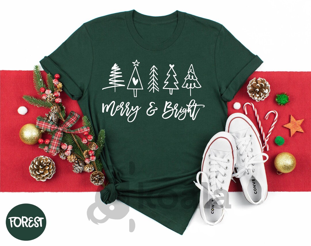 Merry Bright Shirt, Christmas Shirt, Merry and Bright, Holiday T-shirt ...