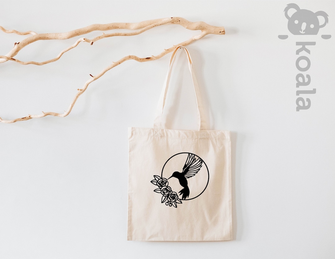 Hummingbird Tote Bag, Floral Hummingbird Tote Bag, Bird Lover Tote Bag ...