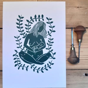 Mother and Baby Lino Print - Etsy UK