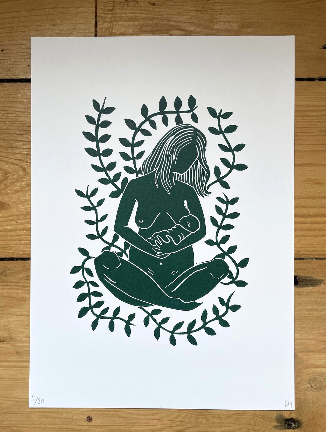 Mother and Baby Lino Print - Etsy UK