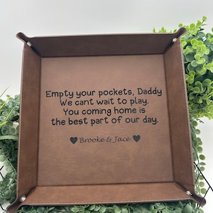 Personalized Valet Tray, Engrave Your Own Message, Custom Leather Snap ...