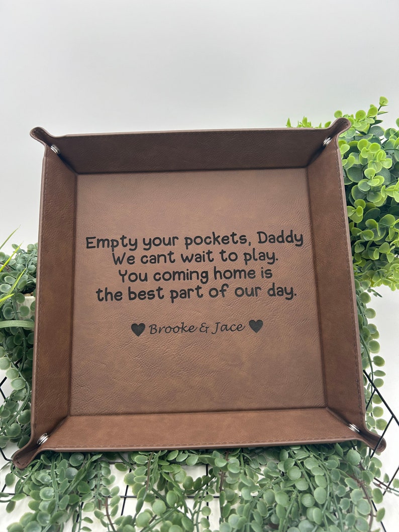 Personalized Valet Tray, Engrave Your Own Message, Custom Leather Snap ...