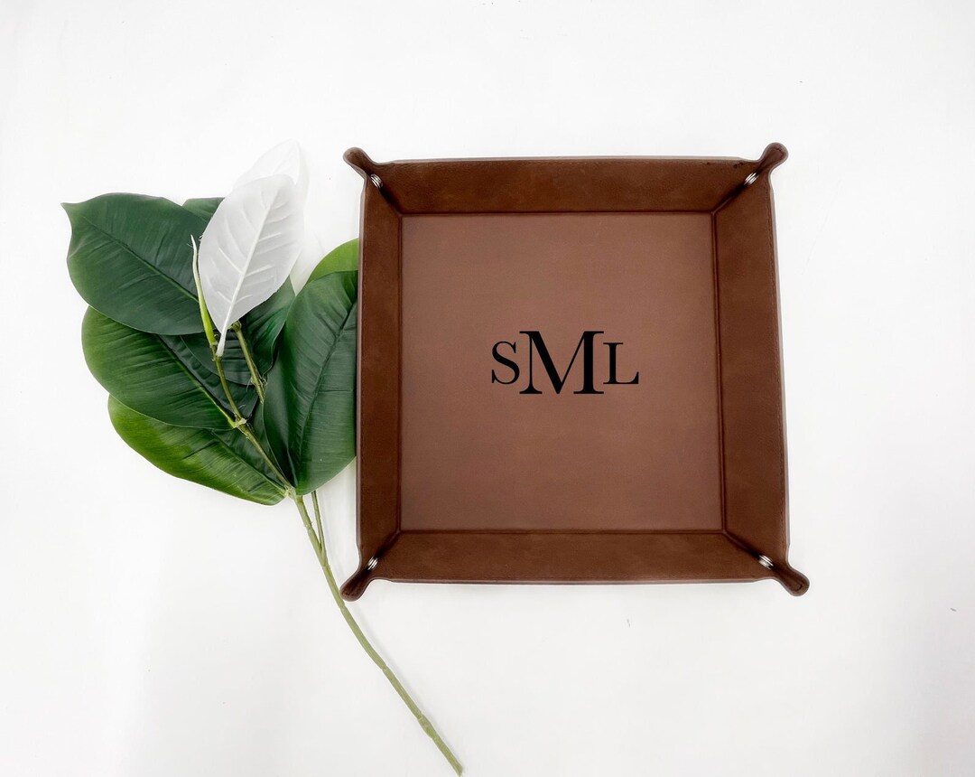 Monogrammed Tray, Personalized Snap Tray Tray, Leatherette Trinket Tray ...