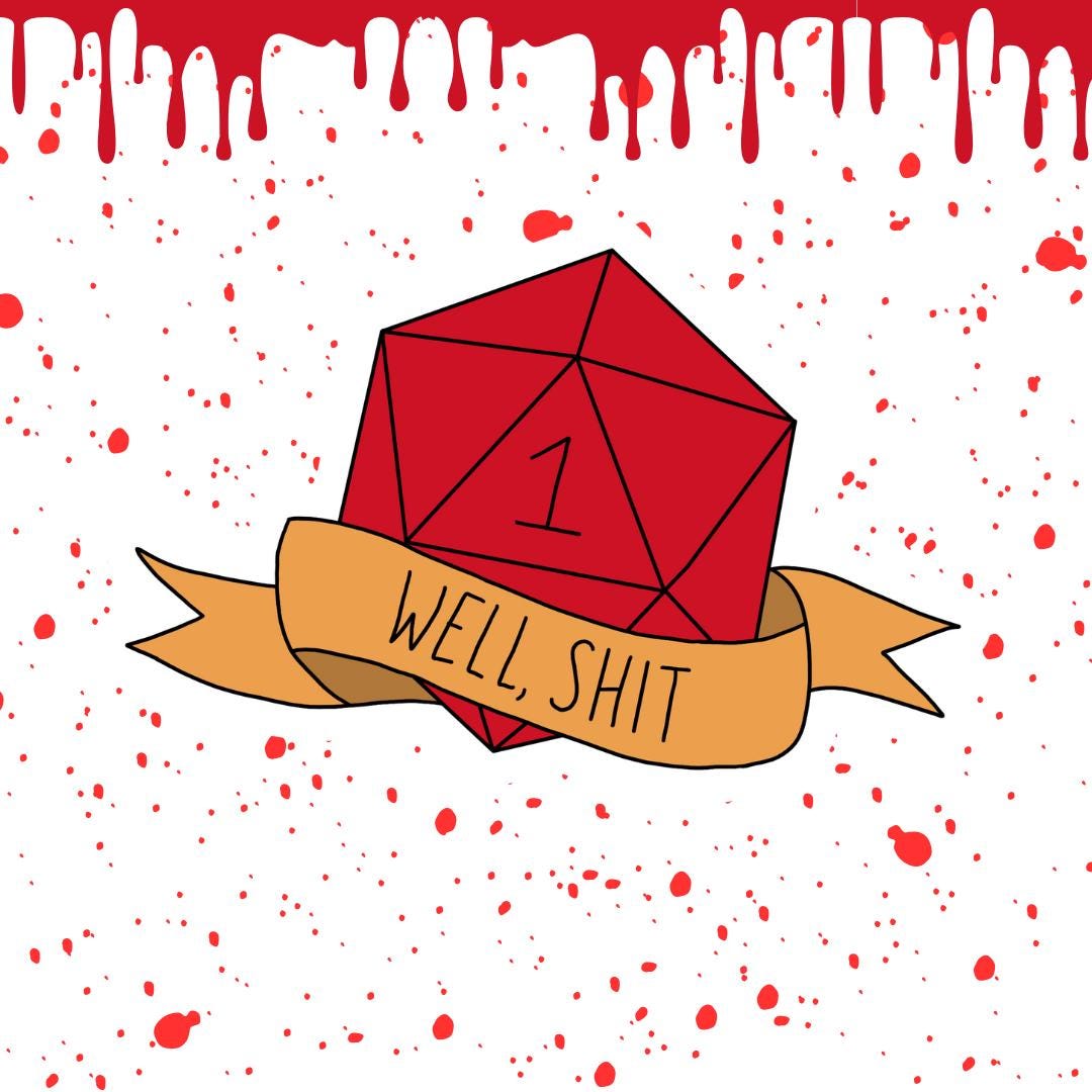 Well Shit D&D Vinyl Sticker Dungeons and Dragons Critical Fail Water ...