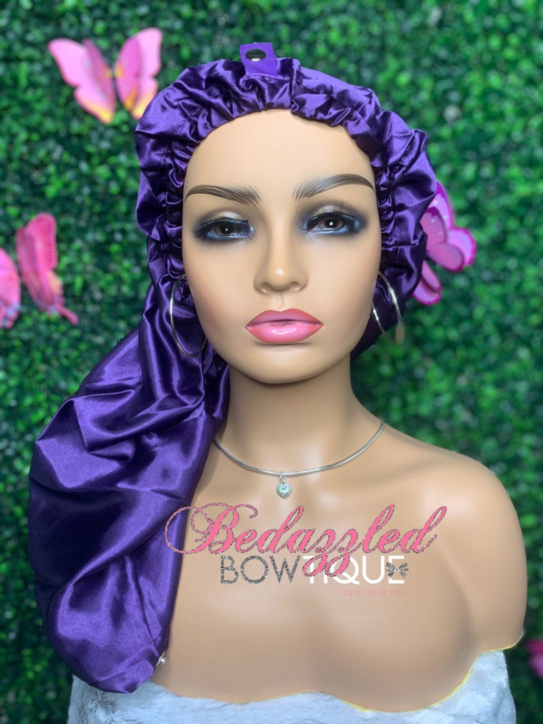 Purple Satin Long Bonnet - Etsy