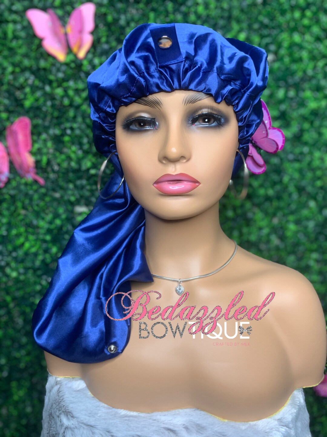 Royal Blue Soft Satin Long Bonnet - Etsy