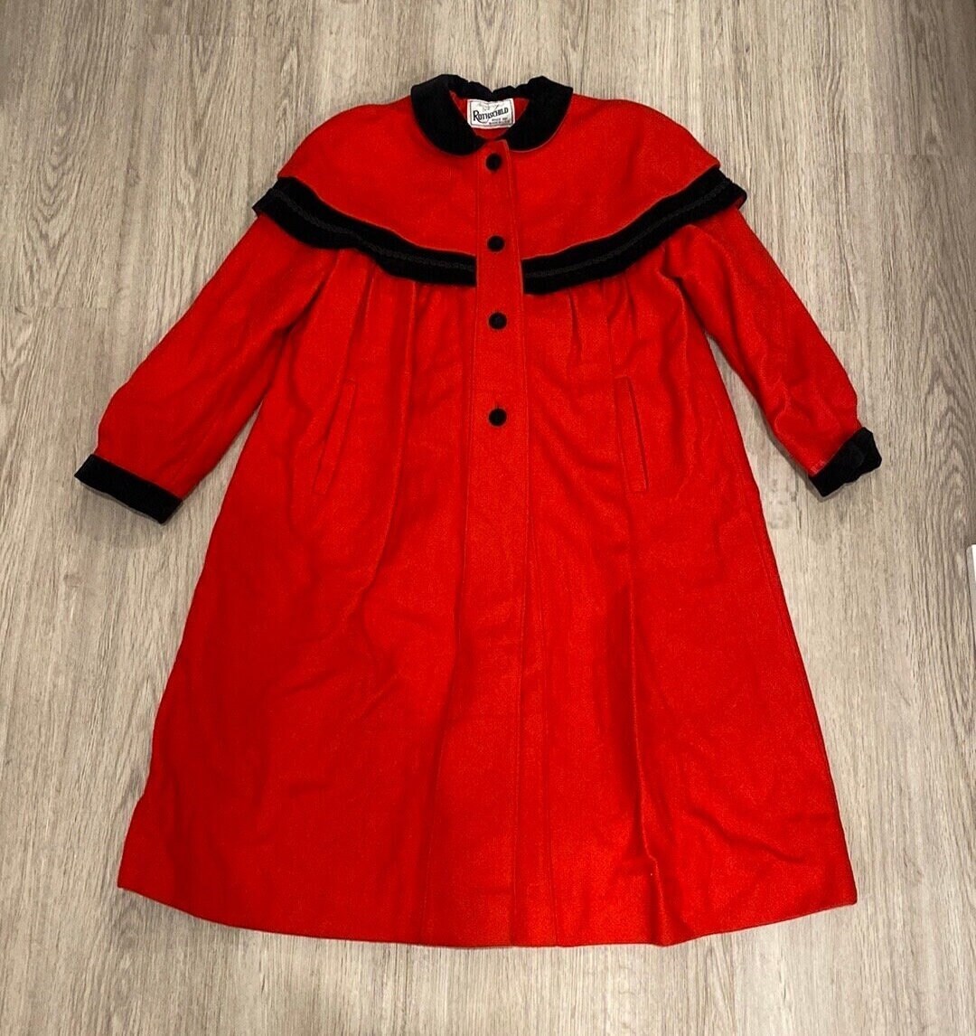 VINTAGE 1950s Rothschild Victorian Wool Blend Red and Black Coat With ...