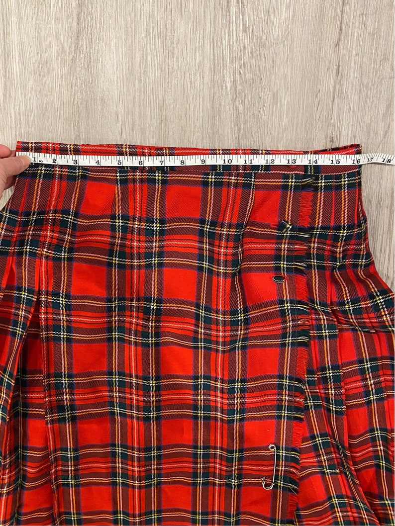VINTAGE Bonda Tartan Plaid Red Yellow Green Kilt Skirt Vintage Size 19 ...