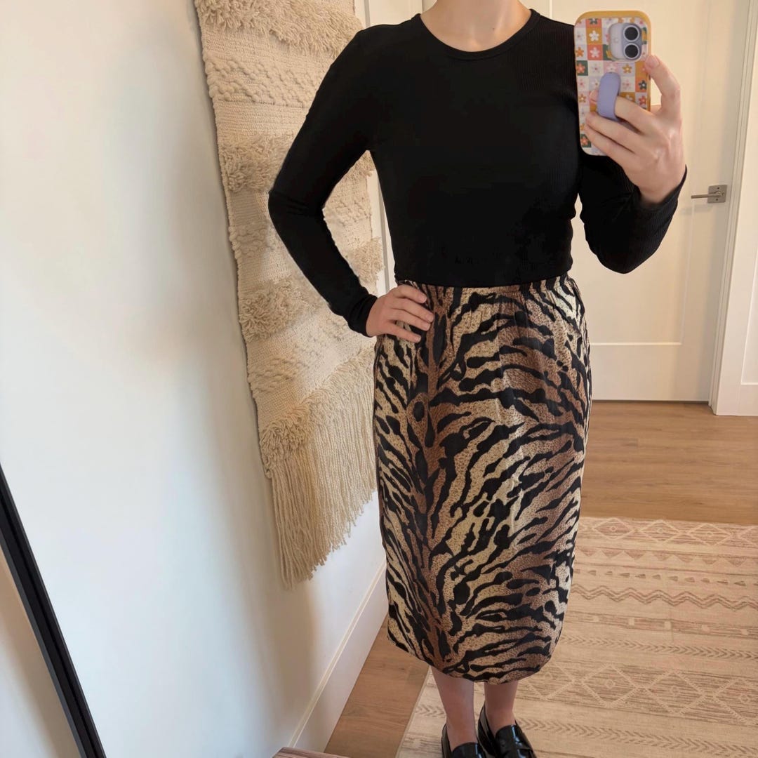 Vintage 1990s Tan Black Ivory Tiger Print Skirt Size Small - Etsy