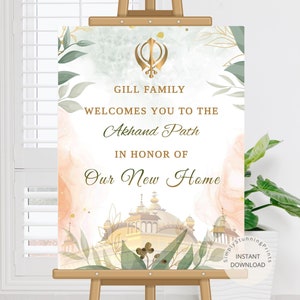 Sri Akhand Path Welcome Sign for New Home | Sikh Housewarming Welcome ...