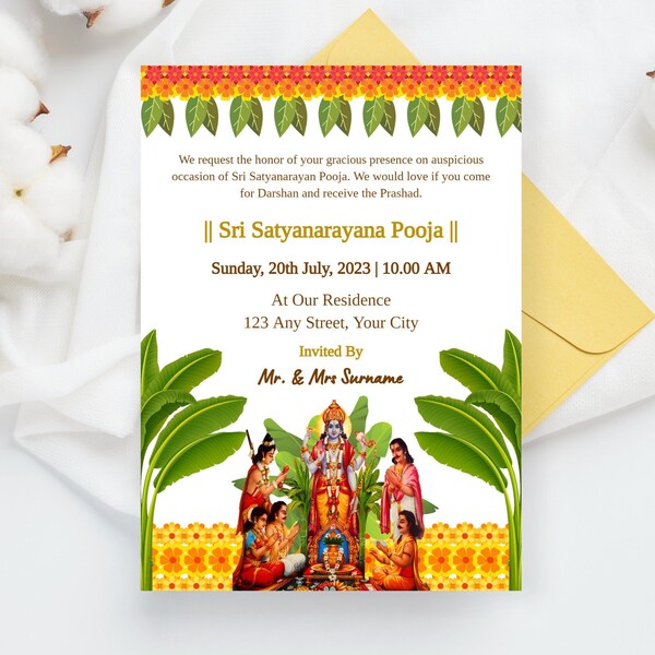 Satyanarayana Pooja Invitation - Etsy