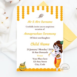 Editable Annaprashan Invitation Card Annaprashan Ceremony Invite Rice ...