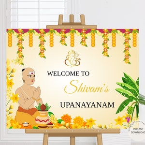 Upanayanam Ceremony Welcome Sign: Indian Thread Ceremony Decor (digital ...