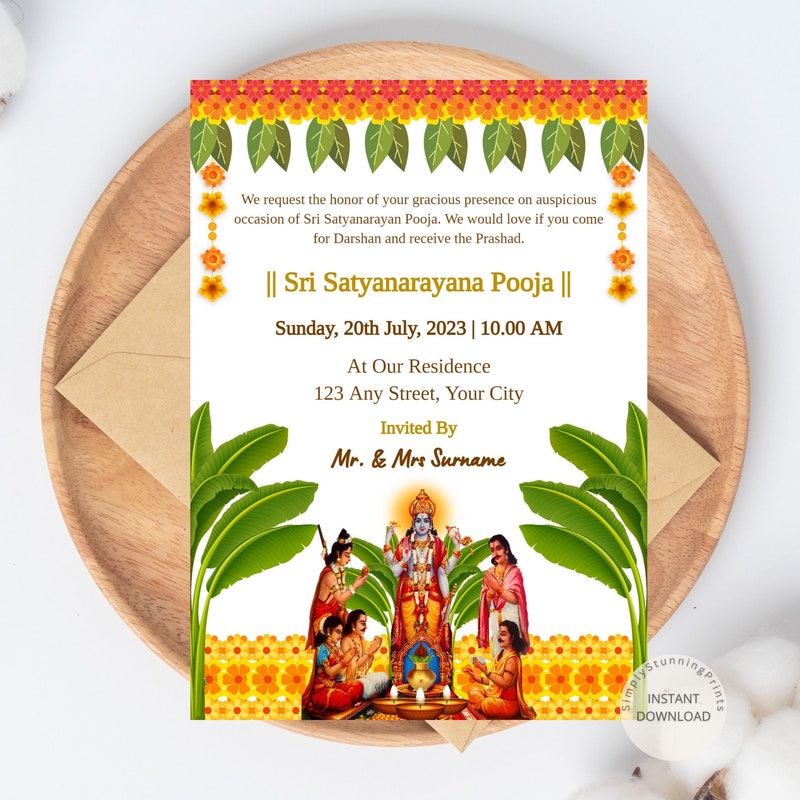 Satyanarayana Swamy Invitation - Etsy
