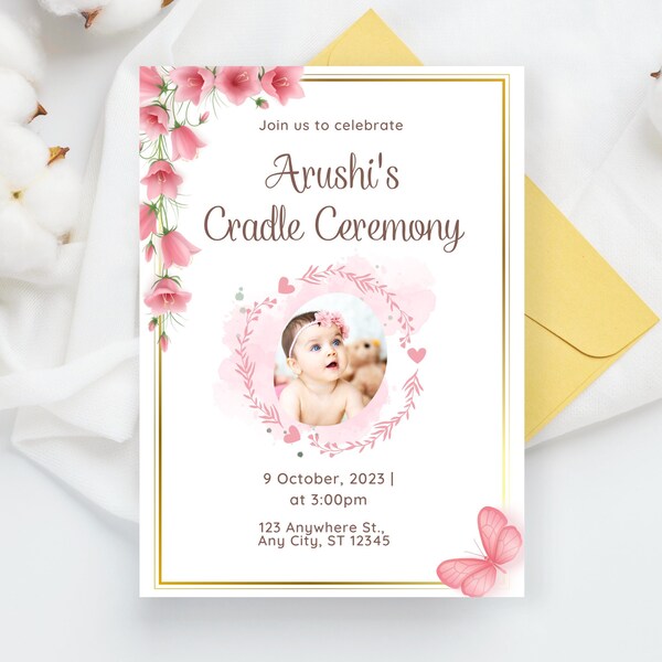 Indian Cradle Ceremony Invitation Template - Etsy