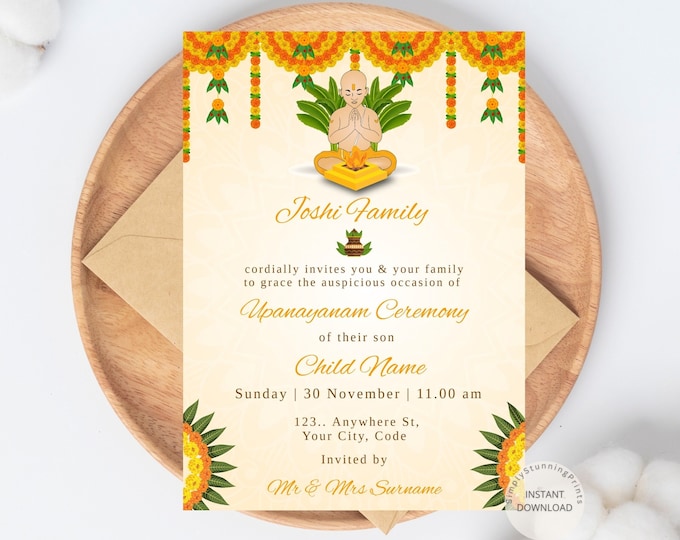 Upanayanam Invitation Thread Ceremony Invites, Upanayanam Invites ...