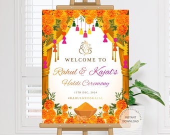 Haldi Ceremony Welcome Sign as Pithi Sign Indian Haldi Decoration Sign ...