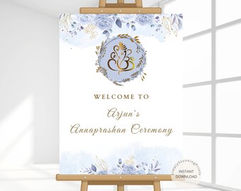 Editable Annaprashan Ceremony Welcome Sign First Rice Feeding Ceremony Sign Annaprashana ...
