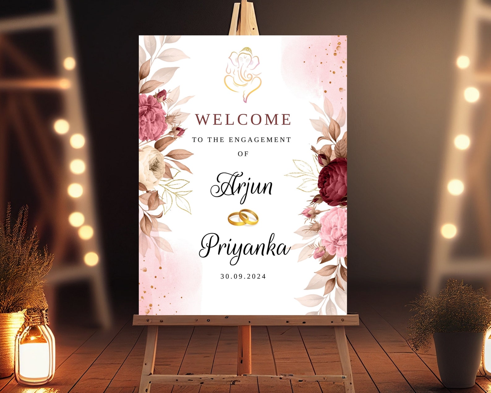 Indian Engagement Welcome Sign Engagement Decor Ring Ceremony Welcome ...