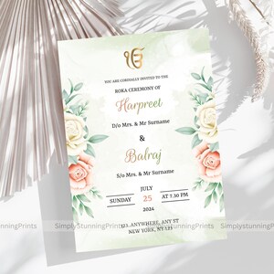 Indian Roka Ceremony Invitation Card as Engagement Card | Floral ...