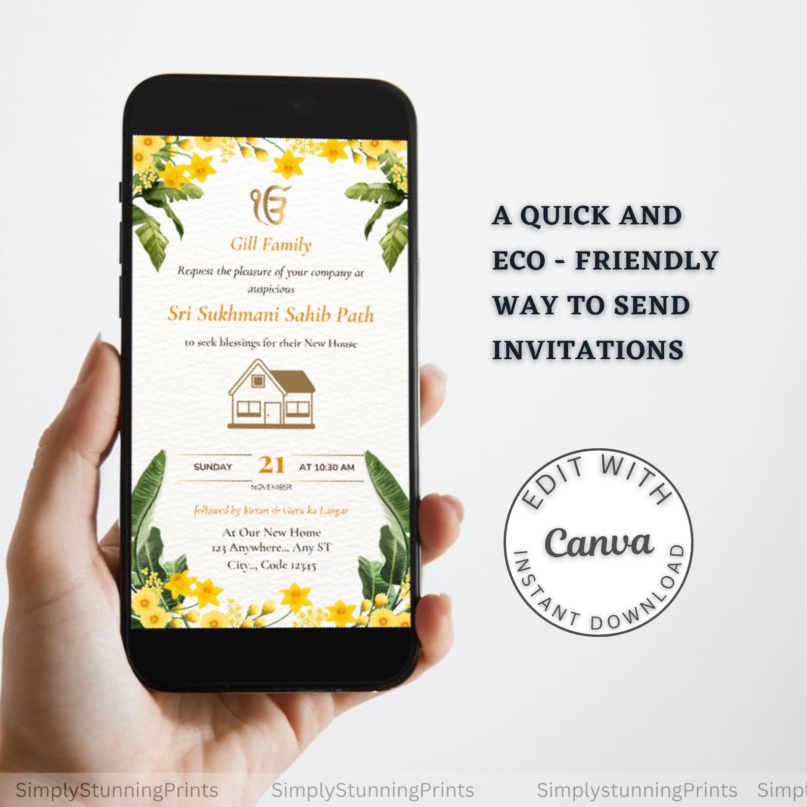 Sukhmani Sahib Path Invitation Card Sikh House Warming Invitation ...