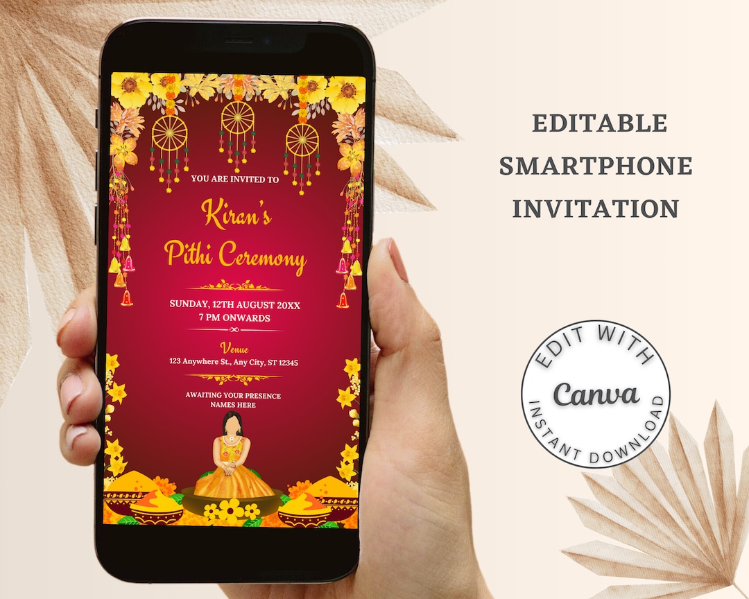 Indian Traditional Haldi Invitation Template Pithi Invitation as Maiyan ...