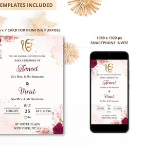 Indian Roka Ceremony Invitation Card | Floral Engagement Invite | Roka ...