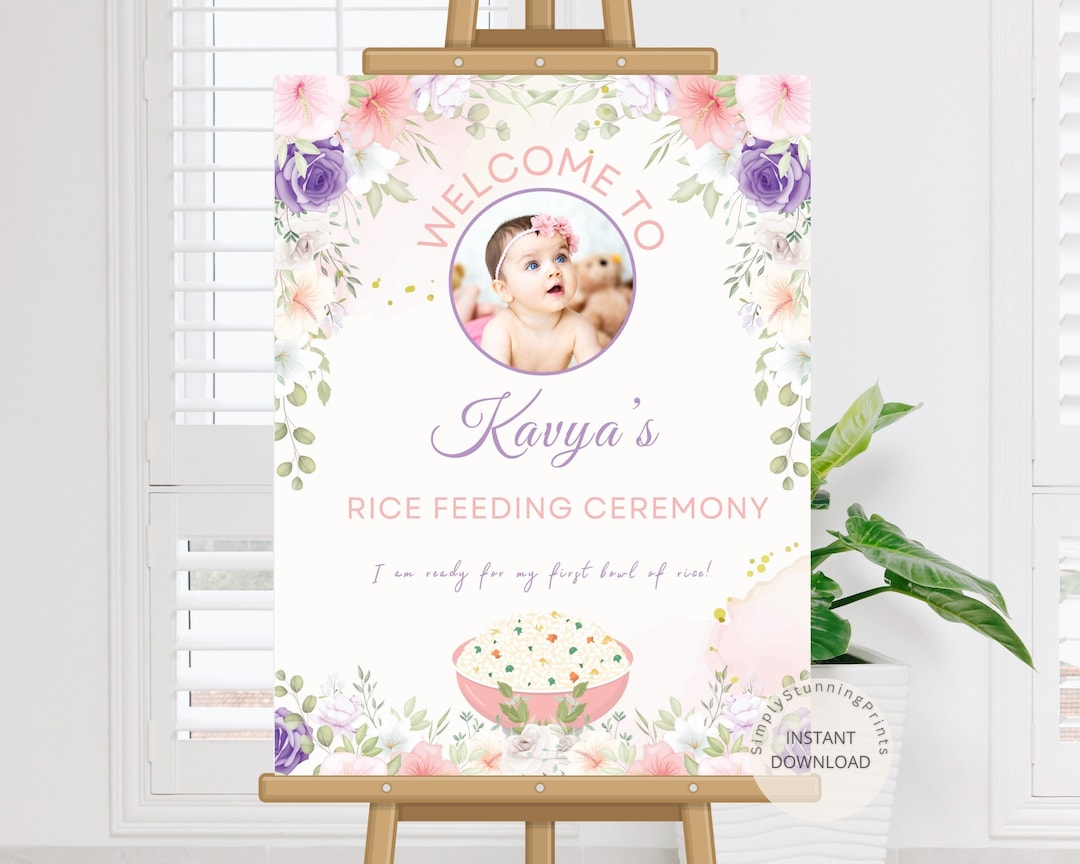 Rice Feeding Ceremony Welcome Sign | Rice Weaning Welcome Sign | Rice ...