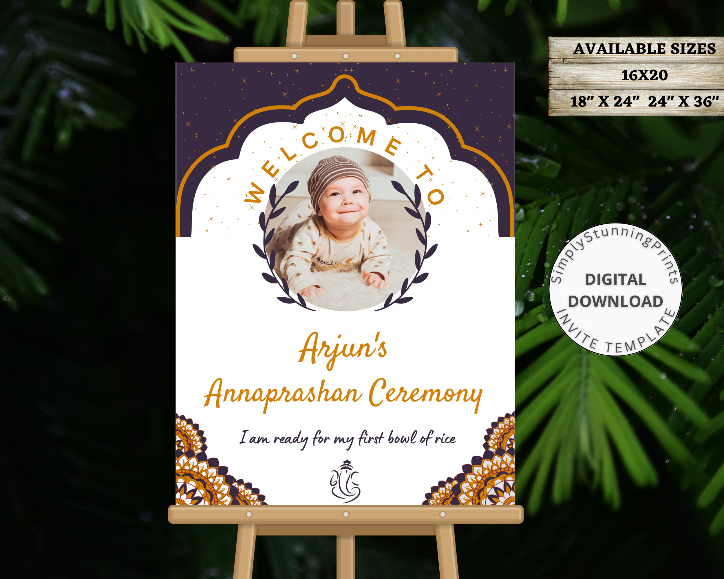 Annaprashan Welcome Sign Weaning Ceremony Welcome Sign First Rice Feeding Ceremony Printable ...