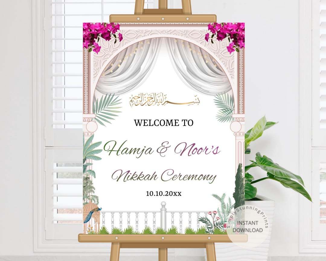 Muslim Wedding Sign as Nikkah Ceremony Welcome Sign | Walima Welcome ...