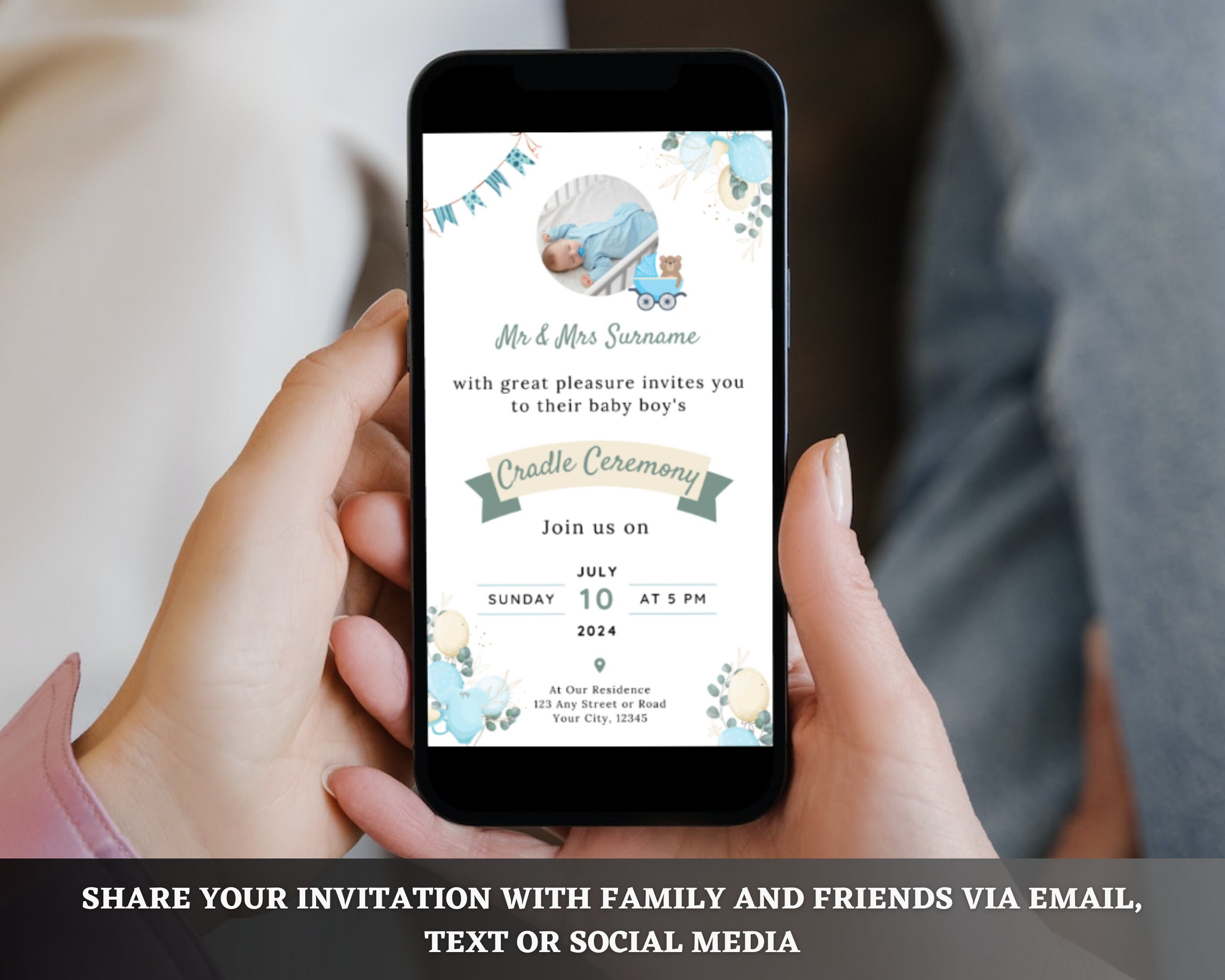 Cradle Ceremony Invitation Card for Baby Boy Naming Ceremony Invite ...
