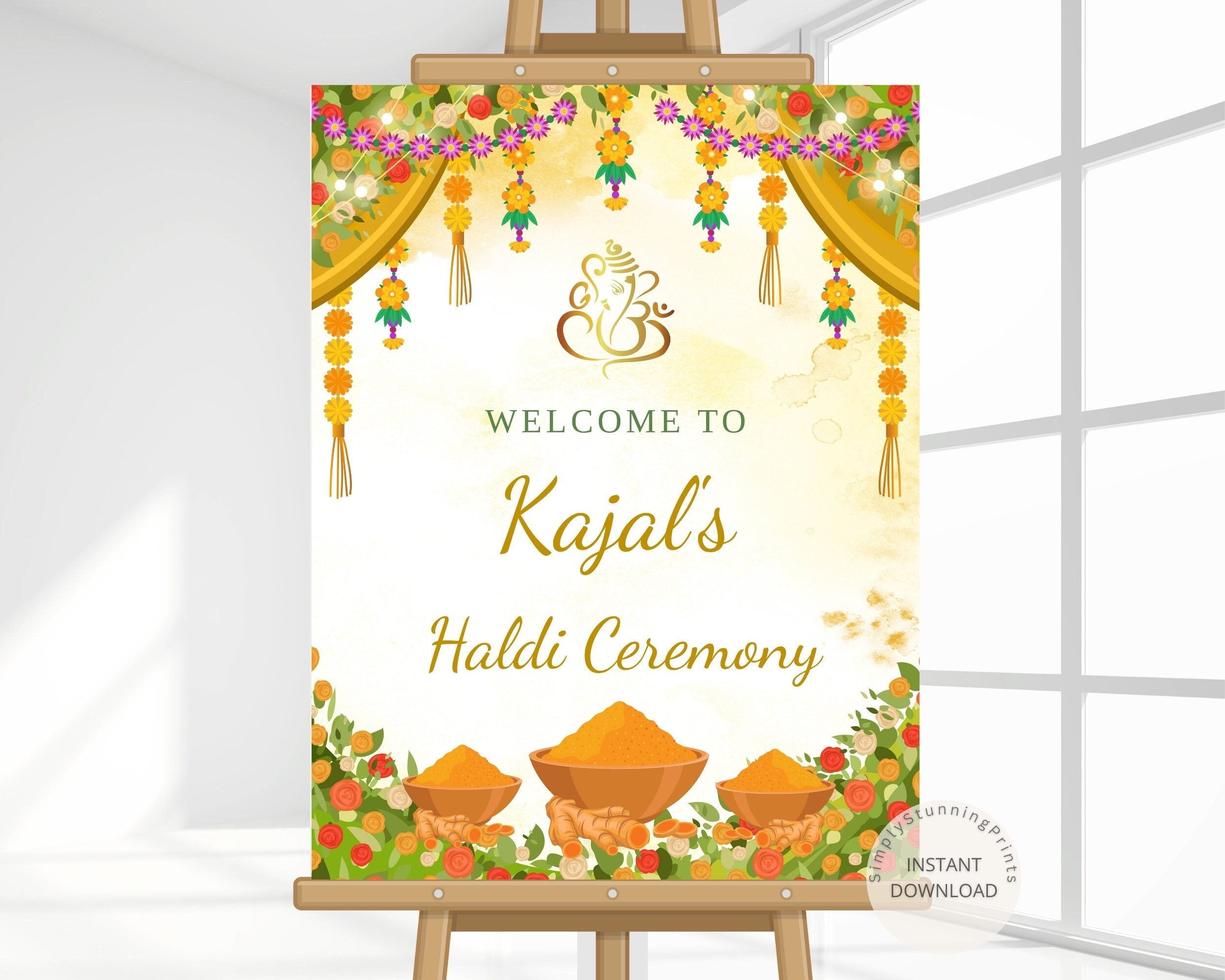 Haldi Ceremony Welcome Sign as Pithi Sign Indian Haldi Decor Wedding ...
