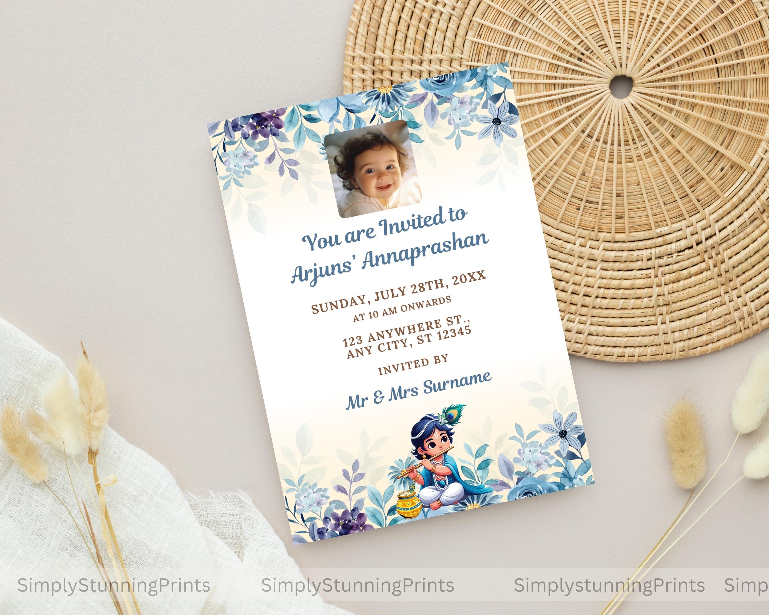 Editable Rice Feeding Invitation Card Rice Weaning Ceremony Invite ...