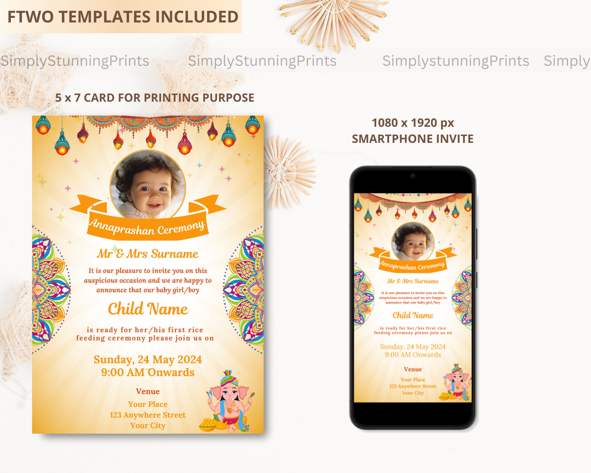 Annaprashan Invitation Card Colourful Annaprashan Ceremony Invite ...